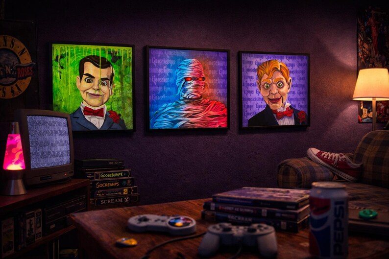 Original Goosebumps Pop Art Painting – 12x12 Acrylic and Oil Board, 90s ...