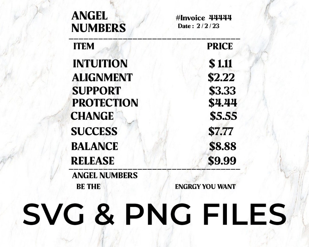 Angel Numbers Receipt SVG PNG Cute Png Cute Svg Trendy - Etsy Portugal