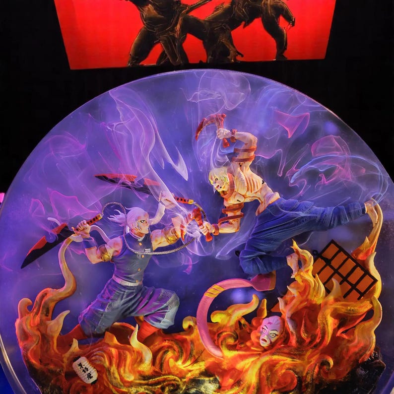 Uzui Tengen Vs Gyutaro Demon Slayer Resin Lamp LED Resin Epoxy Night ...