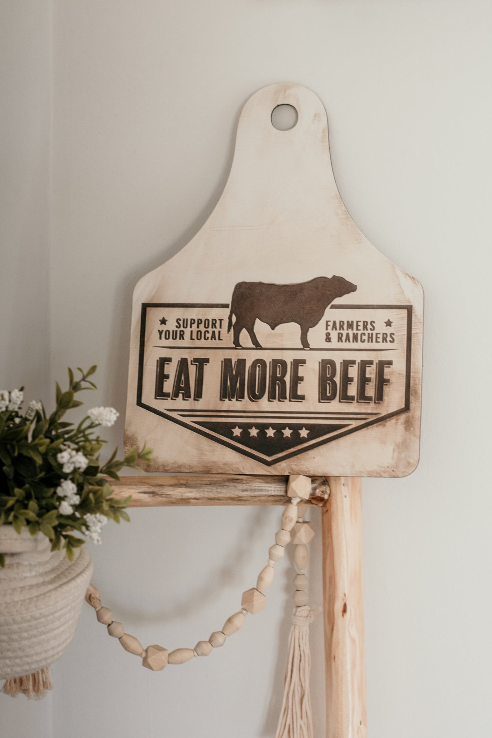 Farmhouse Decor, Cow Tag, Eat More Beef, Farmer Support Wall Decor, Cow ...