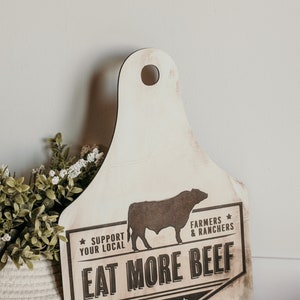 Farmhouse Decor, Cow Tag, Eat More Beef, Farmer Support Wall Decor, Cow ...