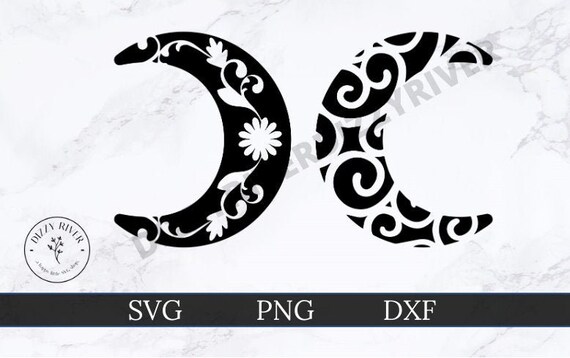 Floral Moons DXF PNG Cricut Cut File Silhouette Cut | Etsy