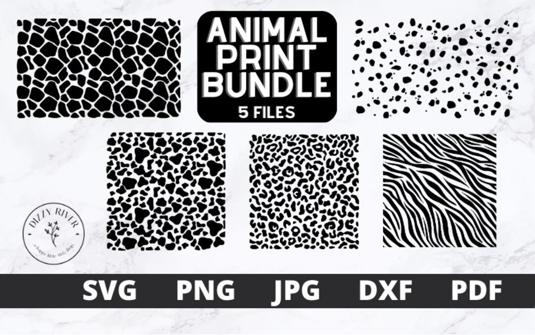 Animal Print Bundle SVG DXF PNG Jpg Pdf Cricut Silhouette Glowforge ...