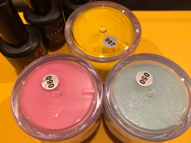Dip Powder Set / Nail Buffer-pink Turquoise Yellow-dip Base/top and ...