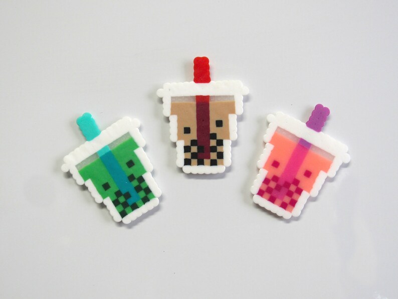 3 Piece Pixel Art Bubble Tea Magnet Set | Etsy