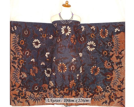 Hand Drawn Indonesian Batik With Flower Design Made in | Etsy