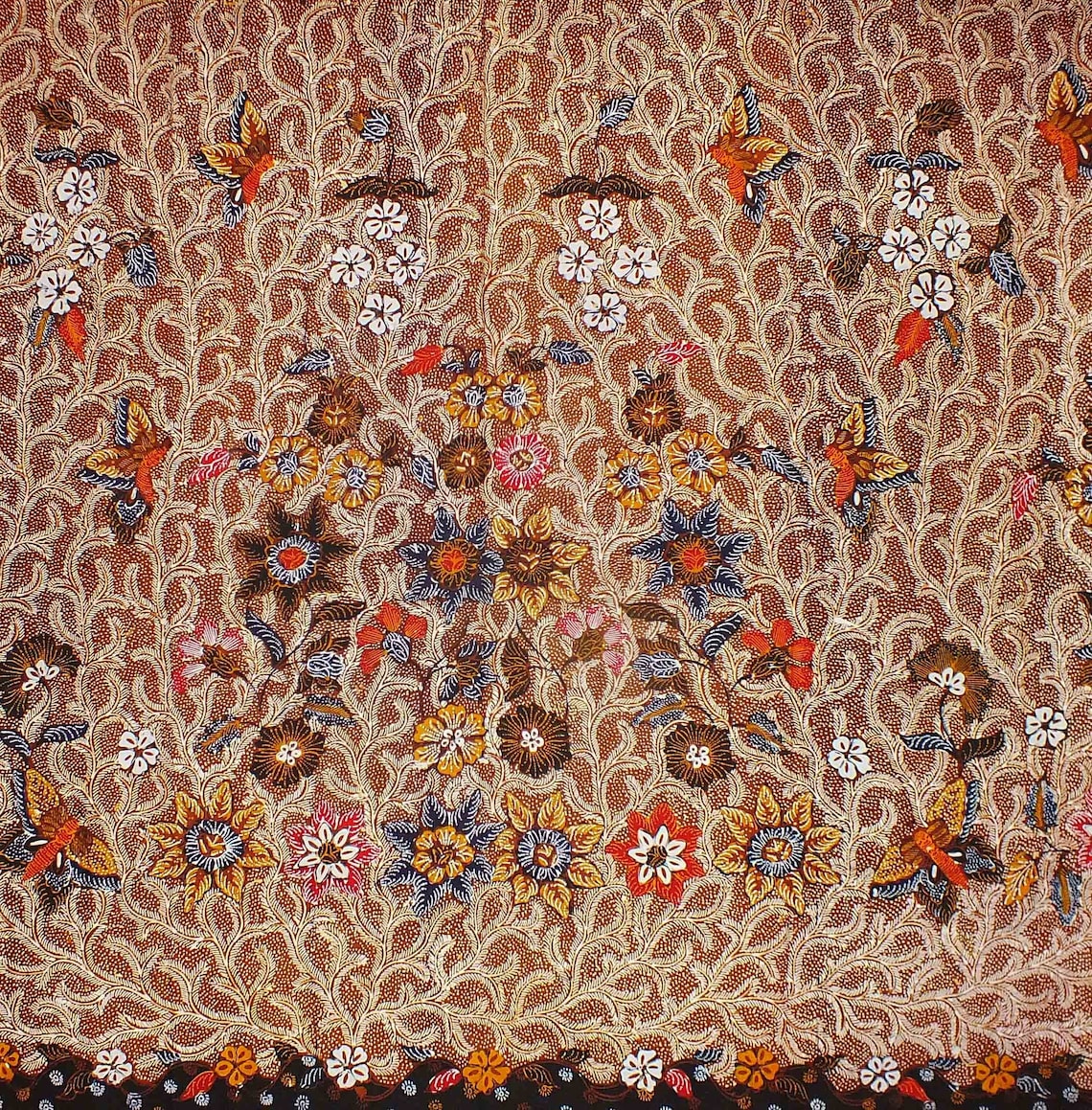 Hand Drawn Indonesian Batik With Flower Design Made in - Etsy