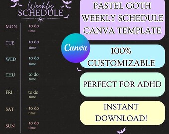 Fully Customizable Cute Pastel Goth Monthly Planner Canva Template - Etsy