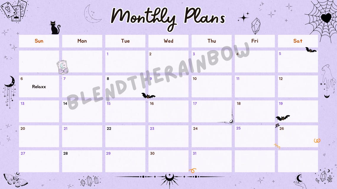 Fully Customizable Cute Pastel Goth Monthly Planner Canva Template - Etsy