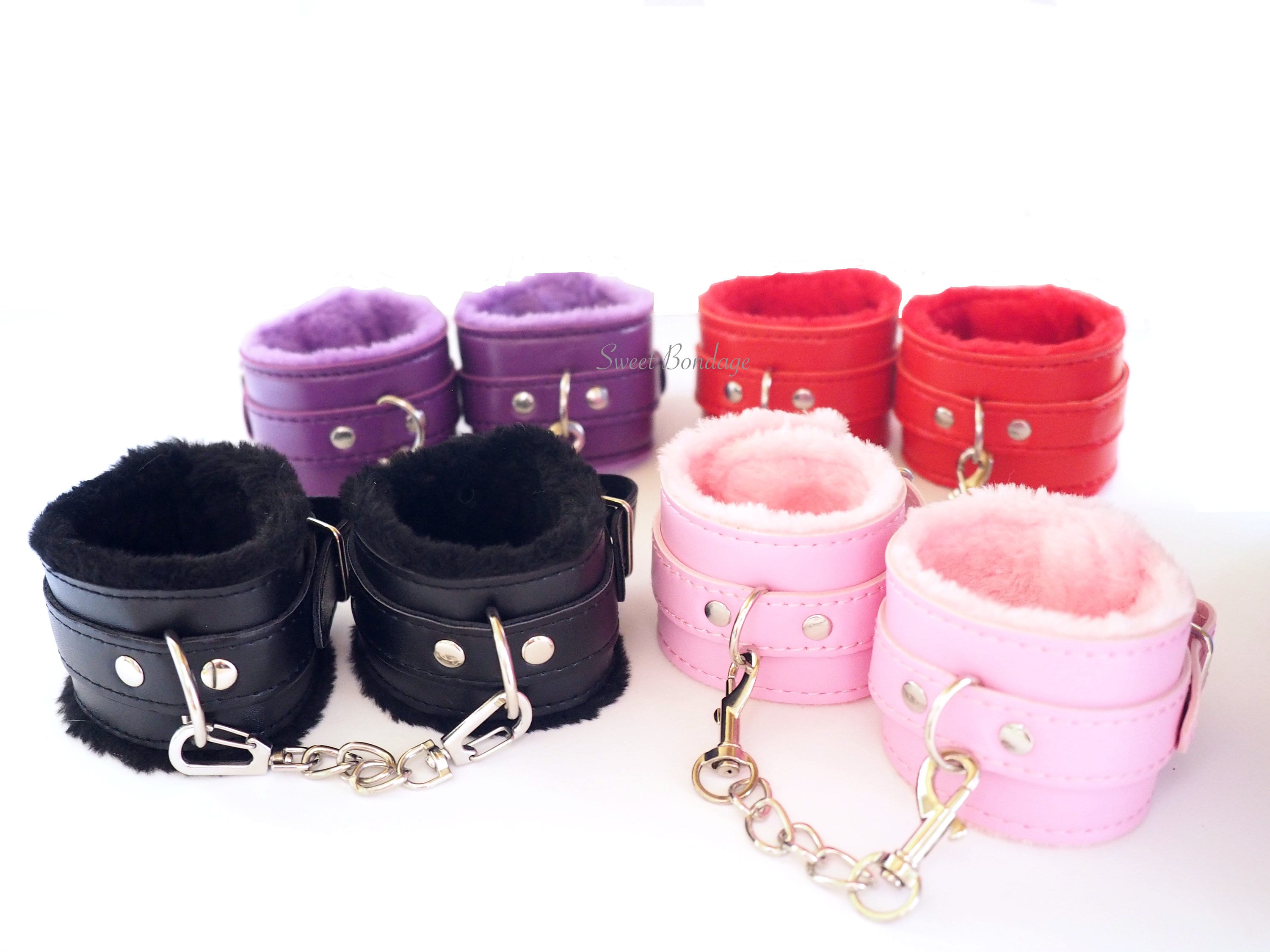 Fluffy Handcuffs With Soft Plush Lining and Vegan Leather - Etsy