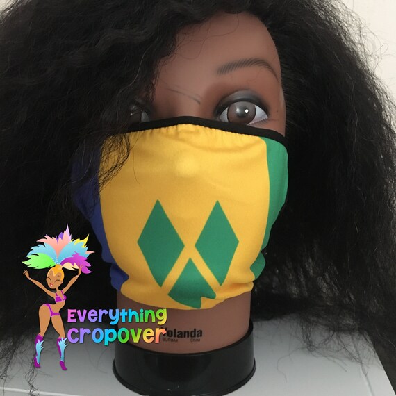 St Vincent Carnival Flag Face Mask for J'ouvert Festival / | Etsy