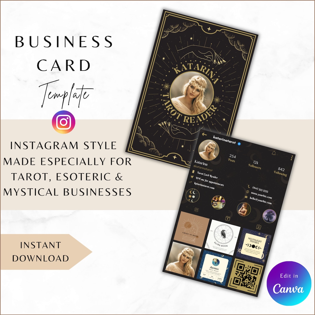 Instagram Business Card, IG Canva Template, QR Code Editable, Esoteric ...