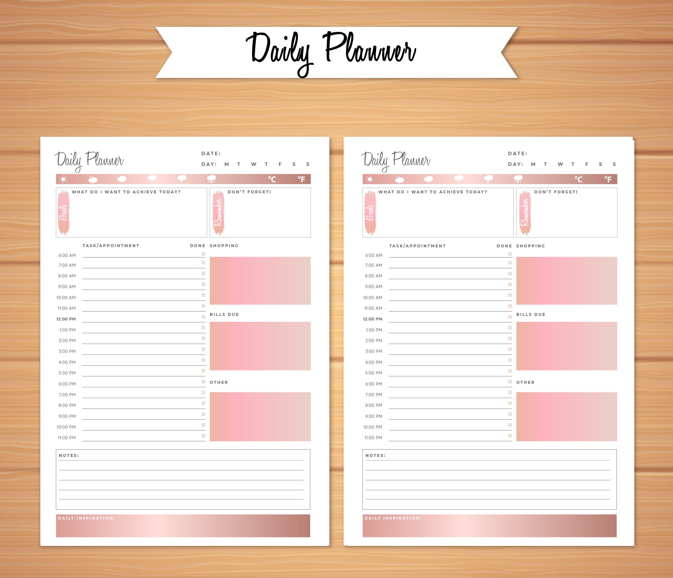 Undated Planner Daily Tracker Printable PDF A4 Letter & | Etsy