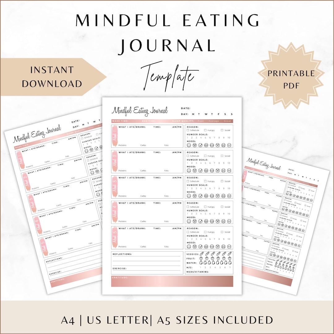 Intuitive Eating Journal | Nutrition Mindset Printable Planner ...