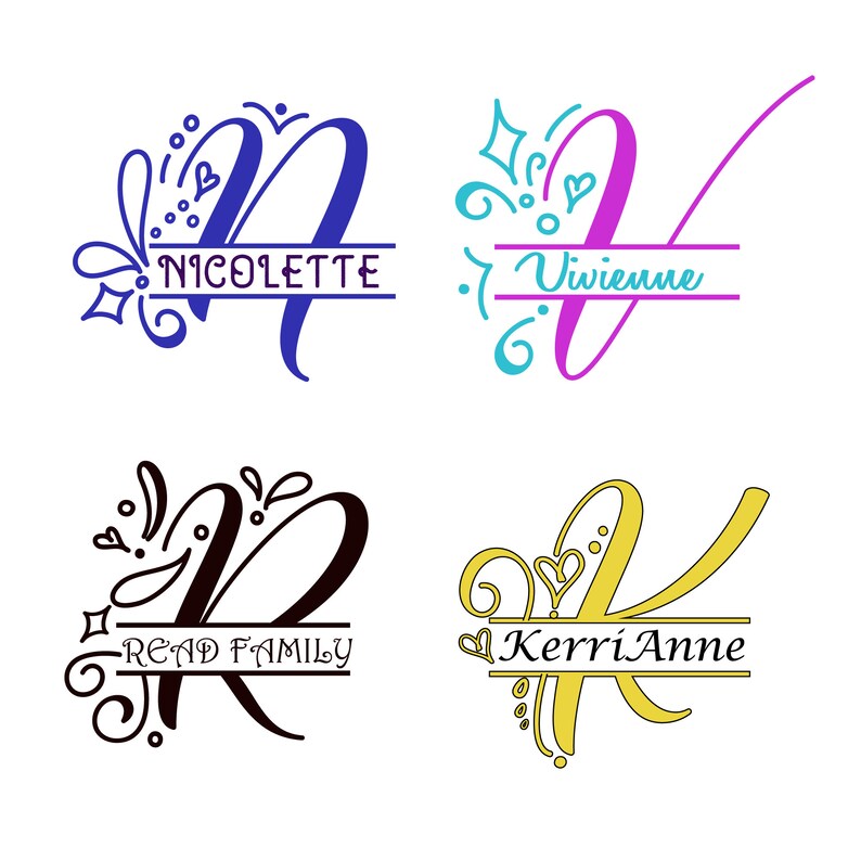Split Monogram SVG EPS DXF Png Cut Files Alphabet Monogram - Etsy Australia