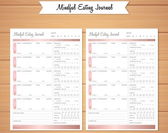 Mindful Eating Journal Printable and Fillable PDF Intuitive Eating ...