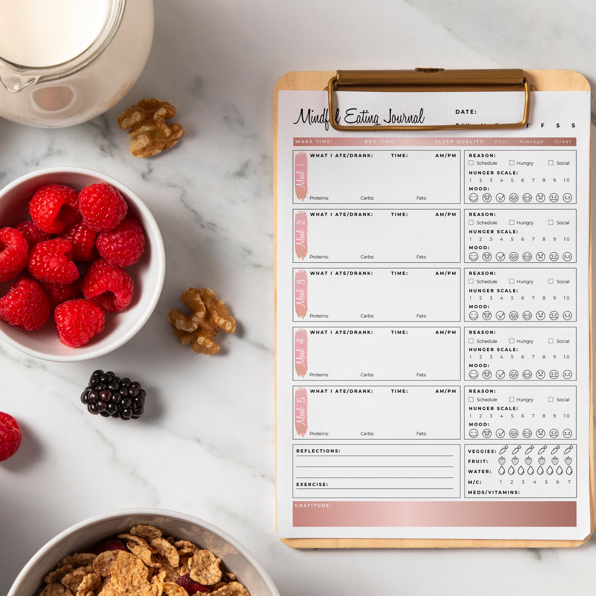 Printable Food Diary A4 A5 Letter Happy Planner Classic Daily | Etsy