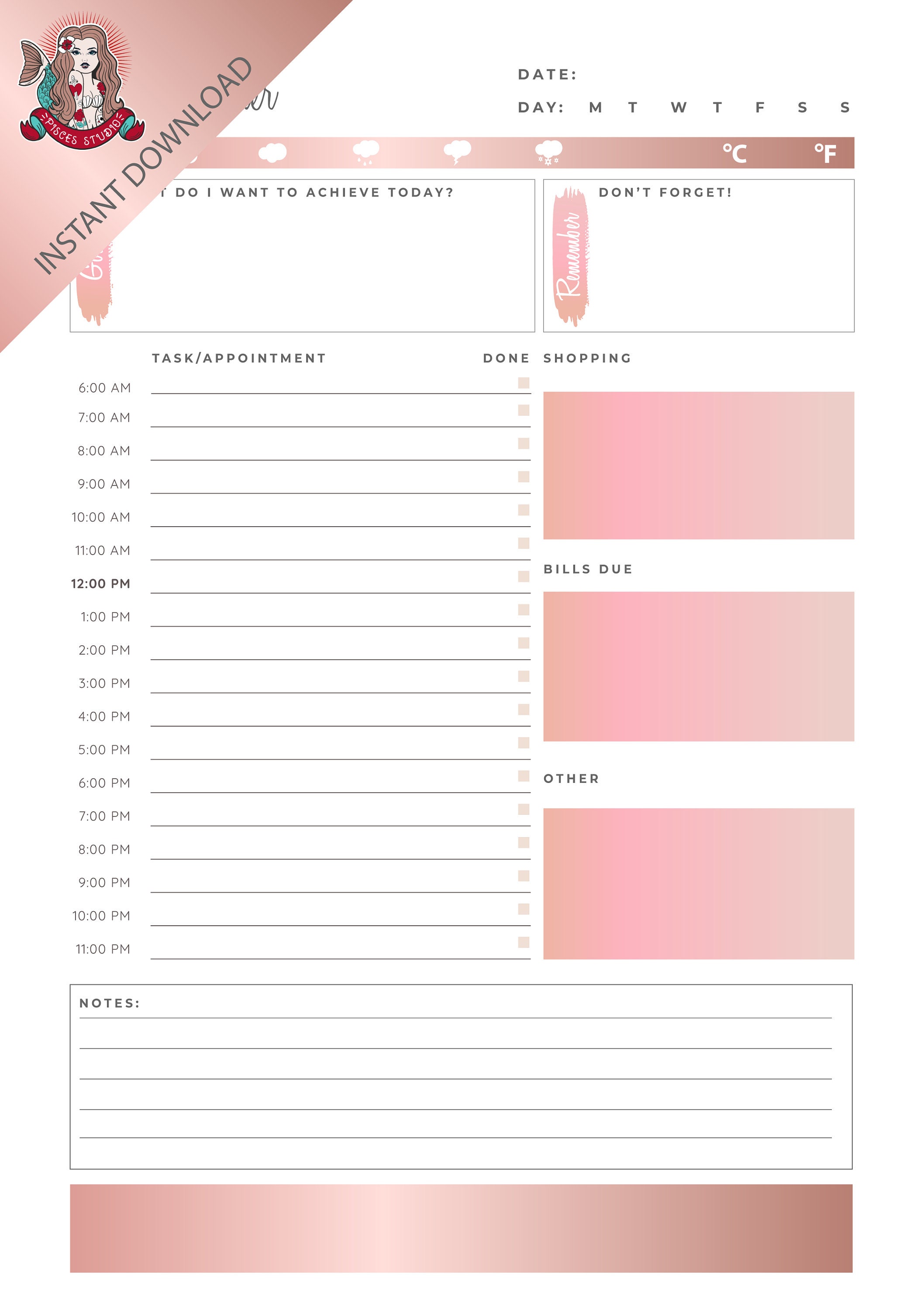 Undated Planner Daily Tracker Printable PDF A4 Letter & | Etsy