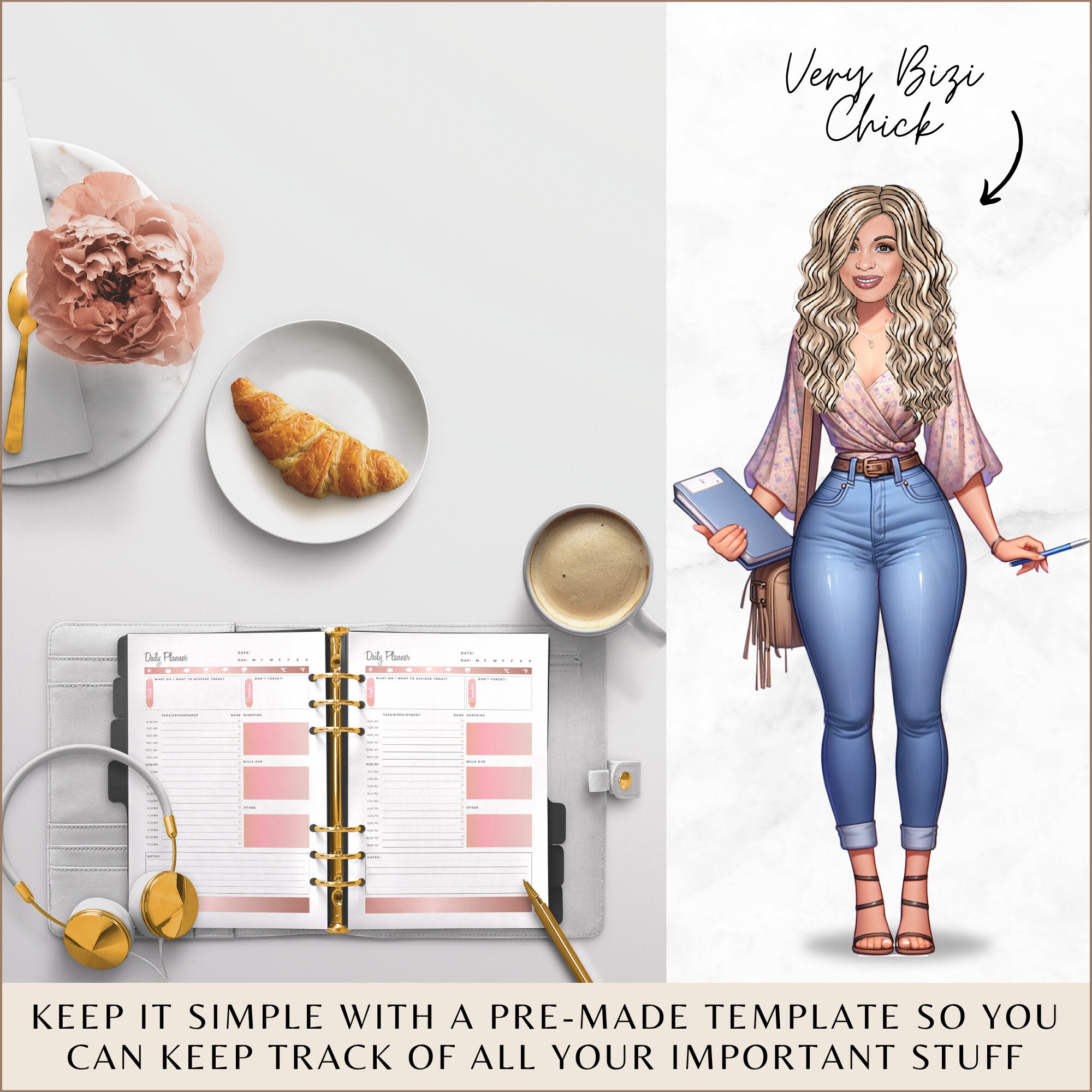 Undated Planner | Daily Tracker | Printable PDF | A4 Letter & A5 ...