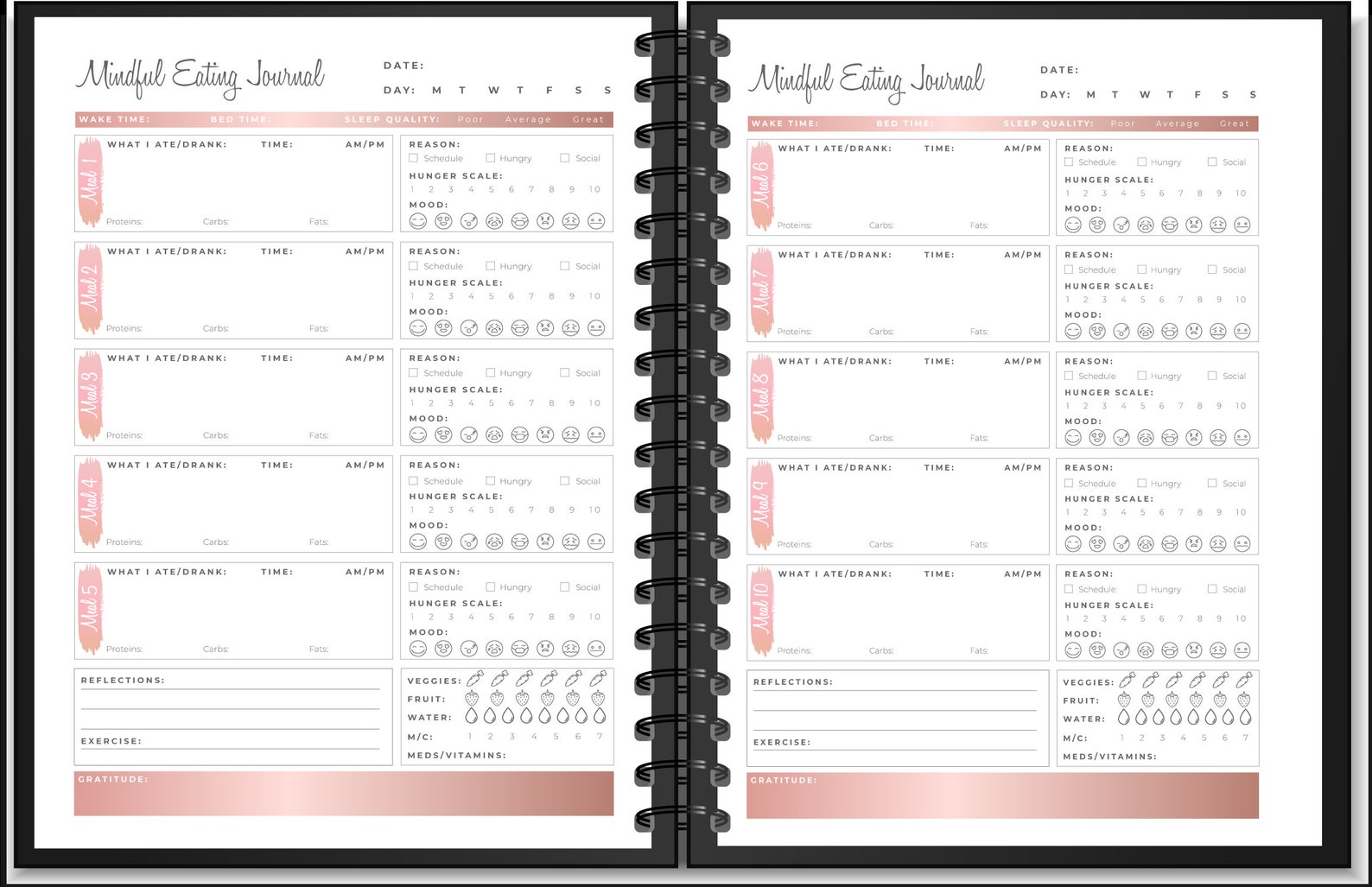Printable Food Diary A4 A5 Letter Happy Planner Classic Daily | Etsy