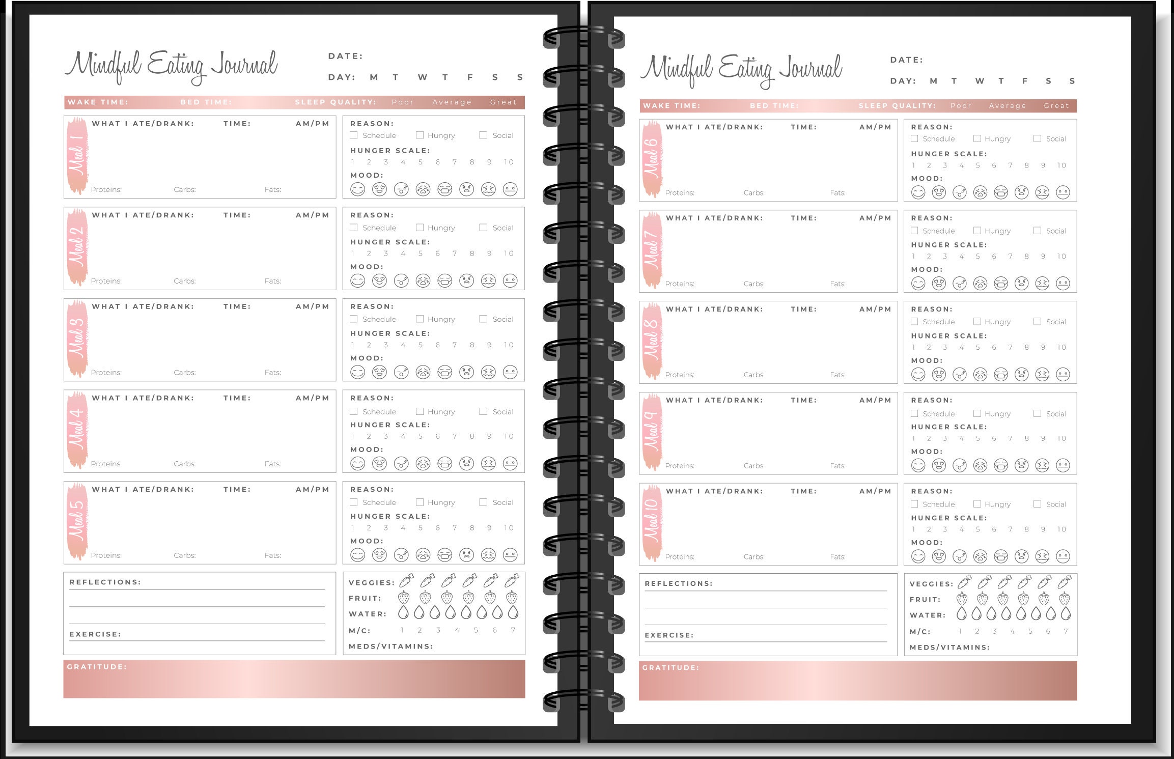 Printable Food Diary A4 A5 Letter Happy Planner Classic Daily | Etsy