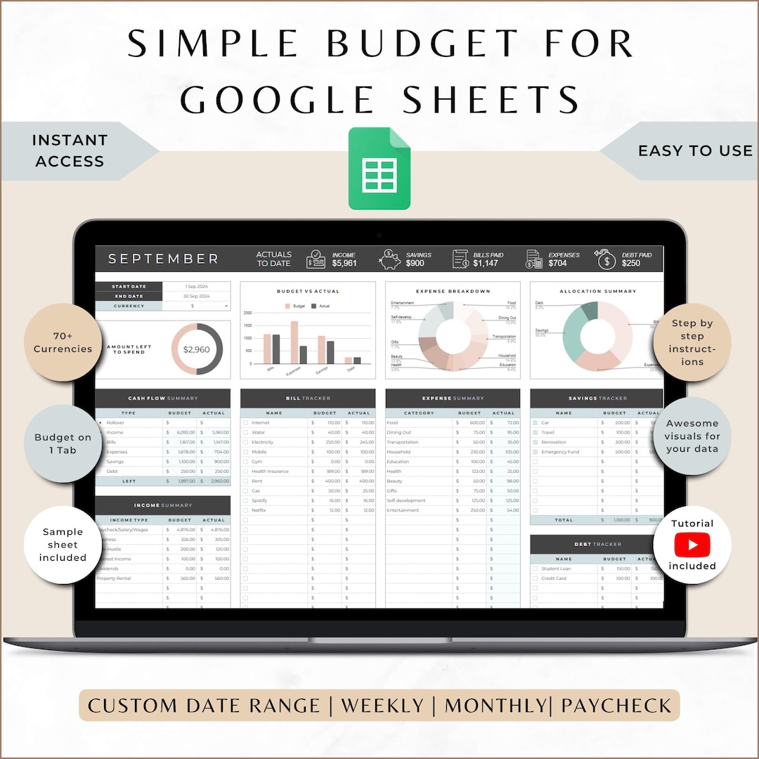 Google Sheets Budget Planner, Personal Finance Expense Tracker ...