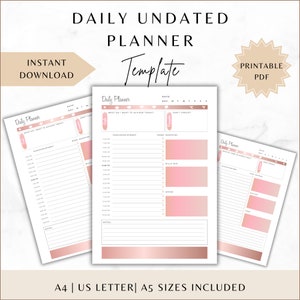 Undated Planner | Daily Tracker | Printable PDF | A4 Letter & A5 ...