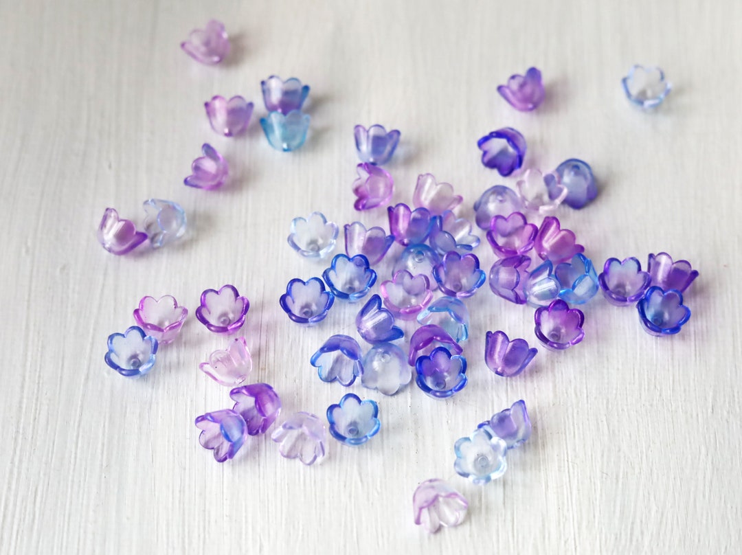 30 PCS Bell Flower Beads. Lily of the Valley Flower Beads. Lilac Violet ...