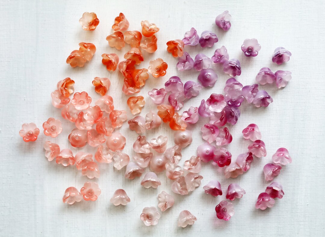 20 PCS Bell Flower Beads. Sherbet Orange Lilac Violet Lily of the ...