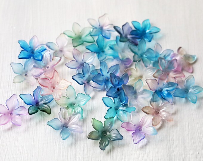 30 PCS Colorful Frosted Flower Beads. Frosted Acrylic Flower Beads ...