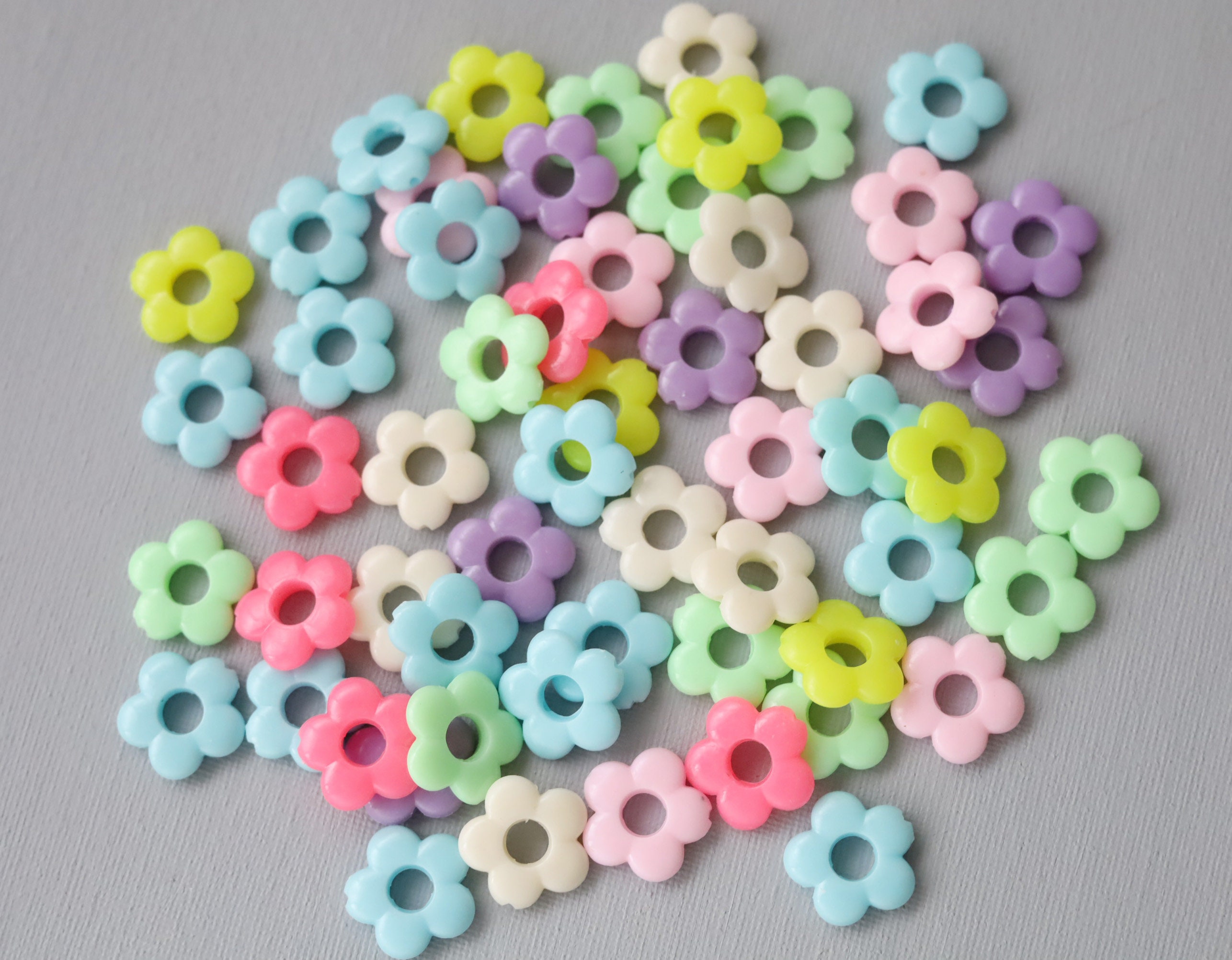 30PCS Flower Beads. Pastel Acrylic Flower Bead. Colorful - Etsy