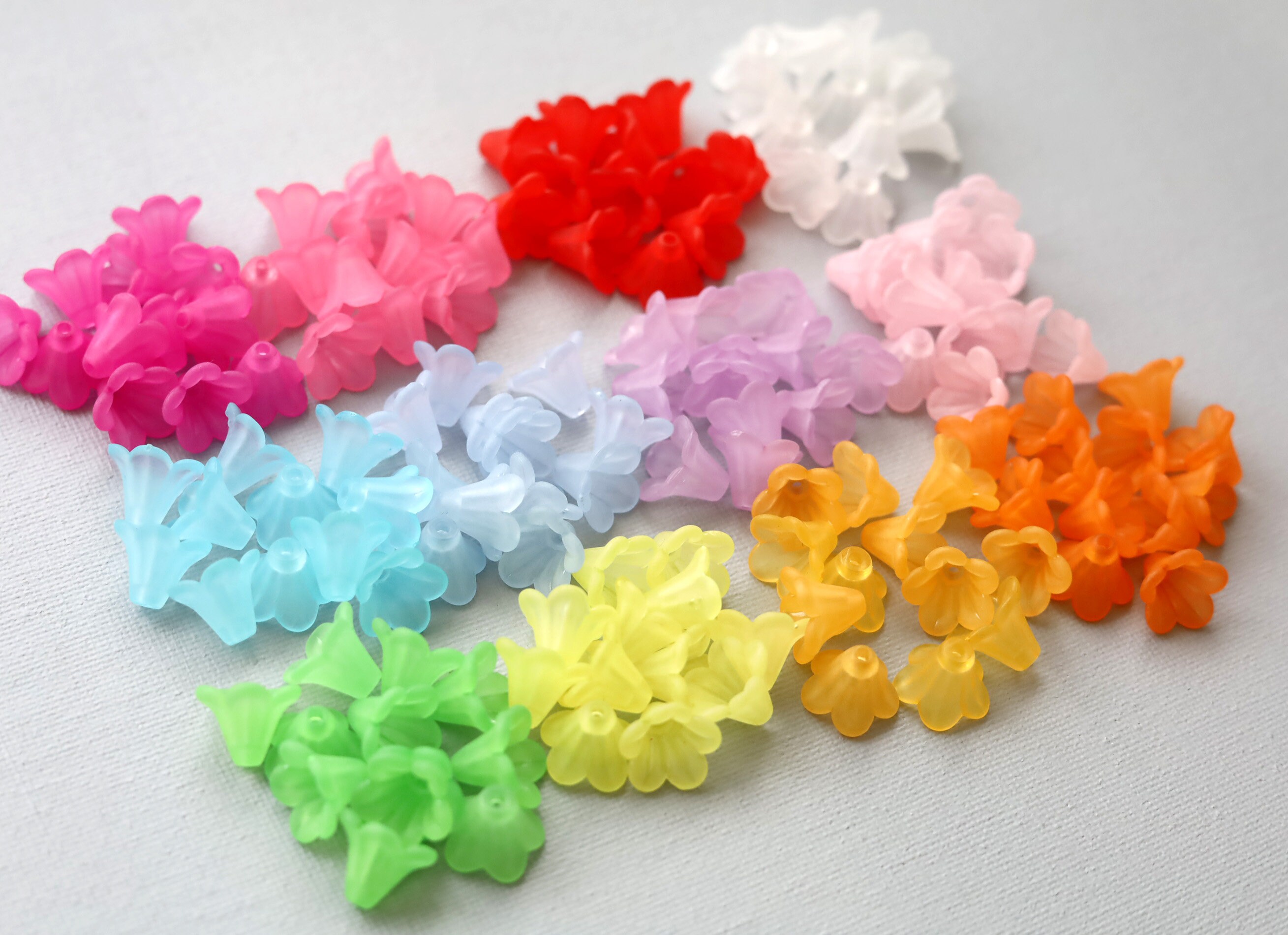 30 PCS Trumpet Bell Flower Beads. Frosted Acrylic Flower - Etsy