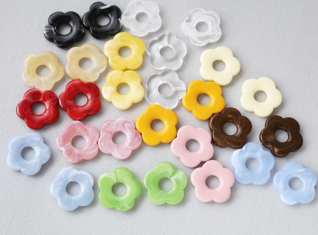 6PCS 26mm Flower Beads. Acrylic Flower Bead Frame. Retro Flower Shaped ...