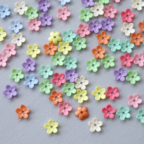 Acrylic Small Flower Beads Transparent Assorted Color Flower - Etsy
