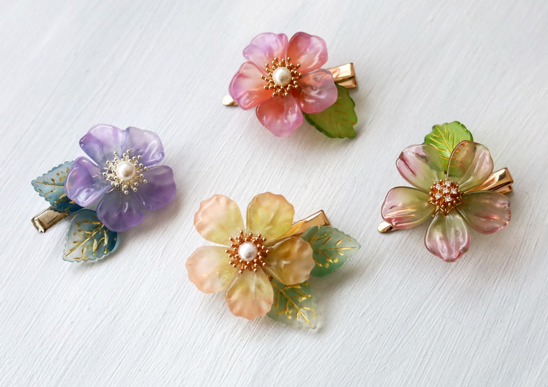 Spring Flower Hair Clip. Handmade Flower Hairclip. Garden Flower Hair ...