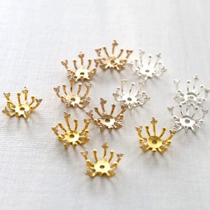 4 PCS Flower Center Beads. Rhinestone Flower Stamen Bead Caps. Brass ...