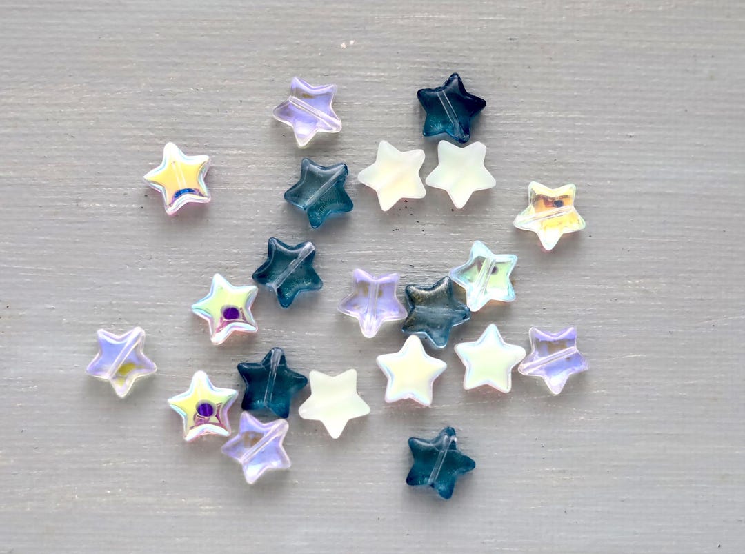 20 PCS 10mm Star Beads. Crystal AB Frosted Moonstone Glass Star Beads ...