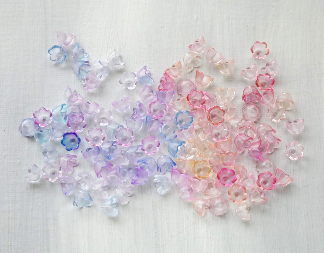 30 PCS Bell Flower Beads. Lily of the Valley Flower Beads. Pink Lilac ...