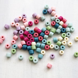 100PCS 6x5mm Tube Beads. Acrylic Tube Barrel Beads. Pastel Tube Beads ...