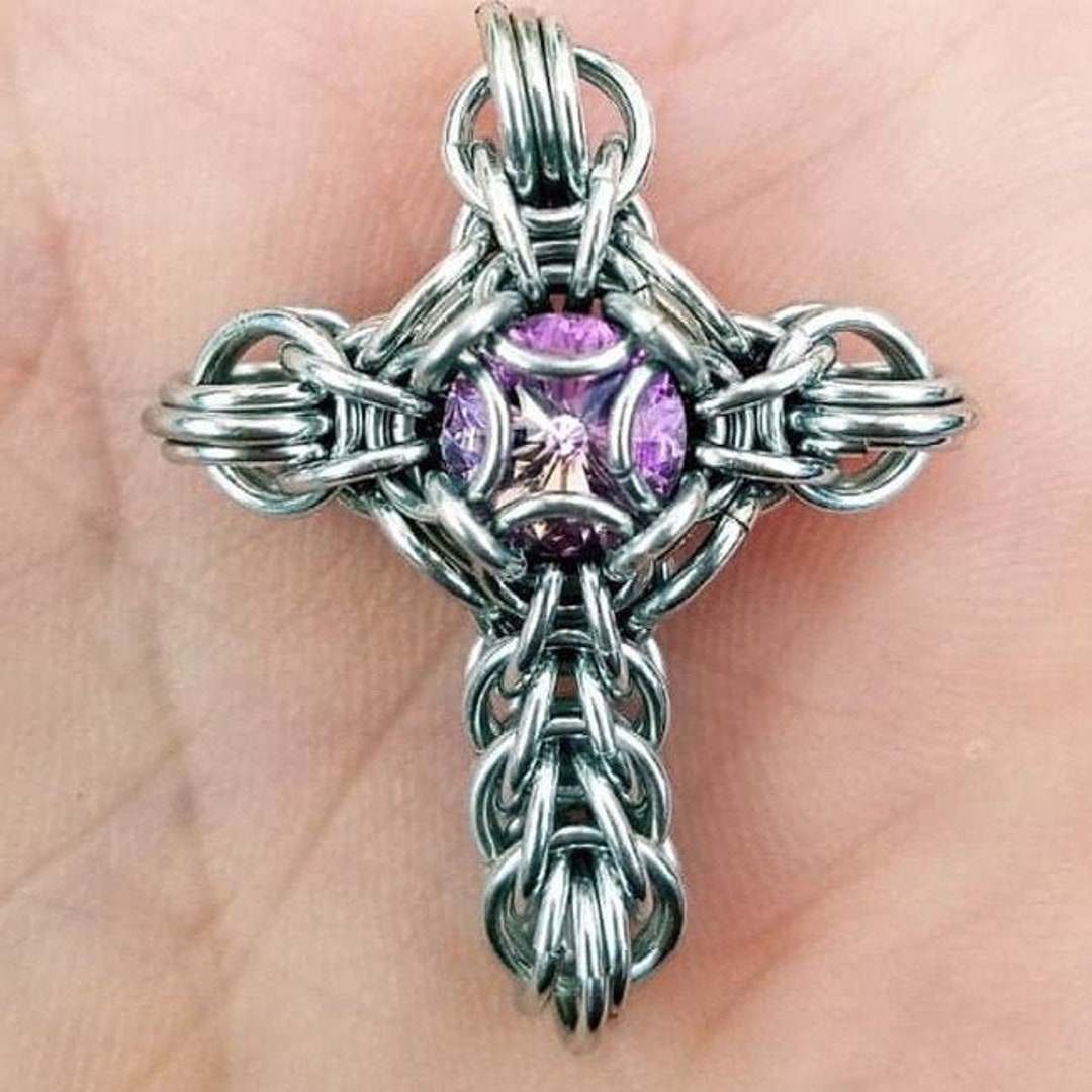 Full Persian Celtic Cross With A Captured Rivoli (2 Sizes) Chainmail ...