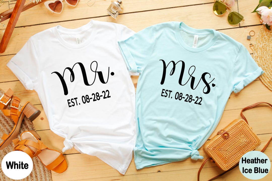 Personalized Mr Mrs Shirts, Mr Mrs Shirts, Engagement Shirts, Fiance ...