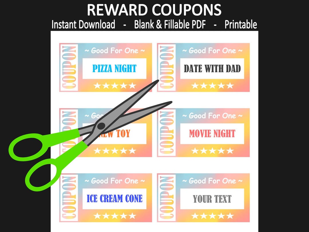 Editable Ombre Rainbow Reward Coupons/ Ombre Printable Reward Tickets ...