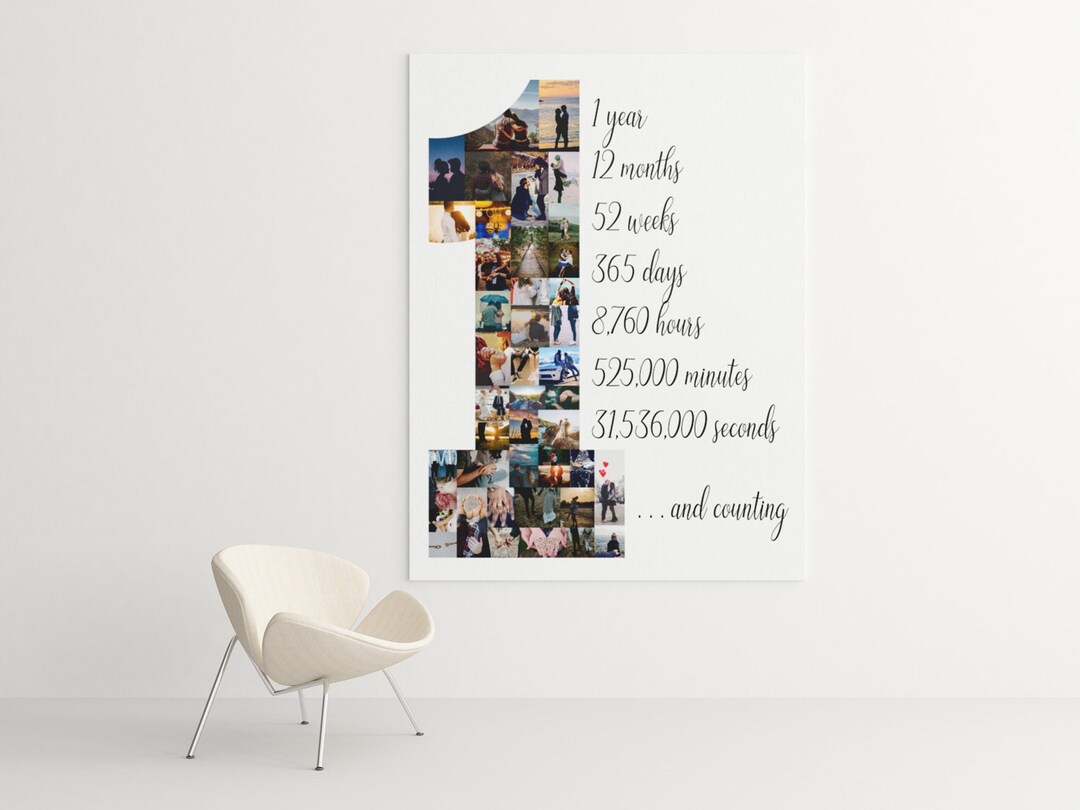Custom First Anniversary Collage Gift, 1 Year Anniversary Gift for ...