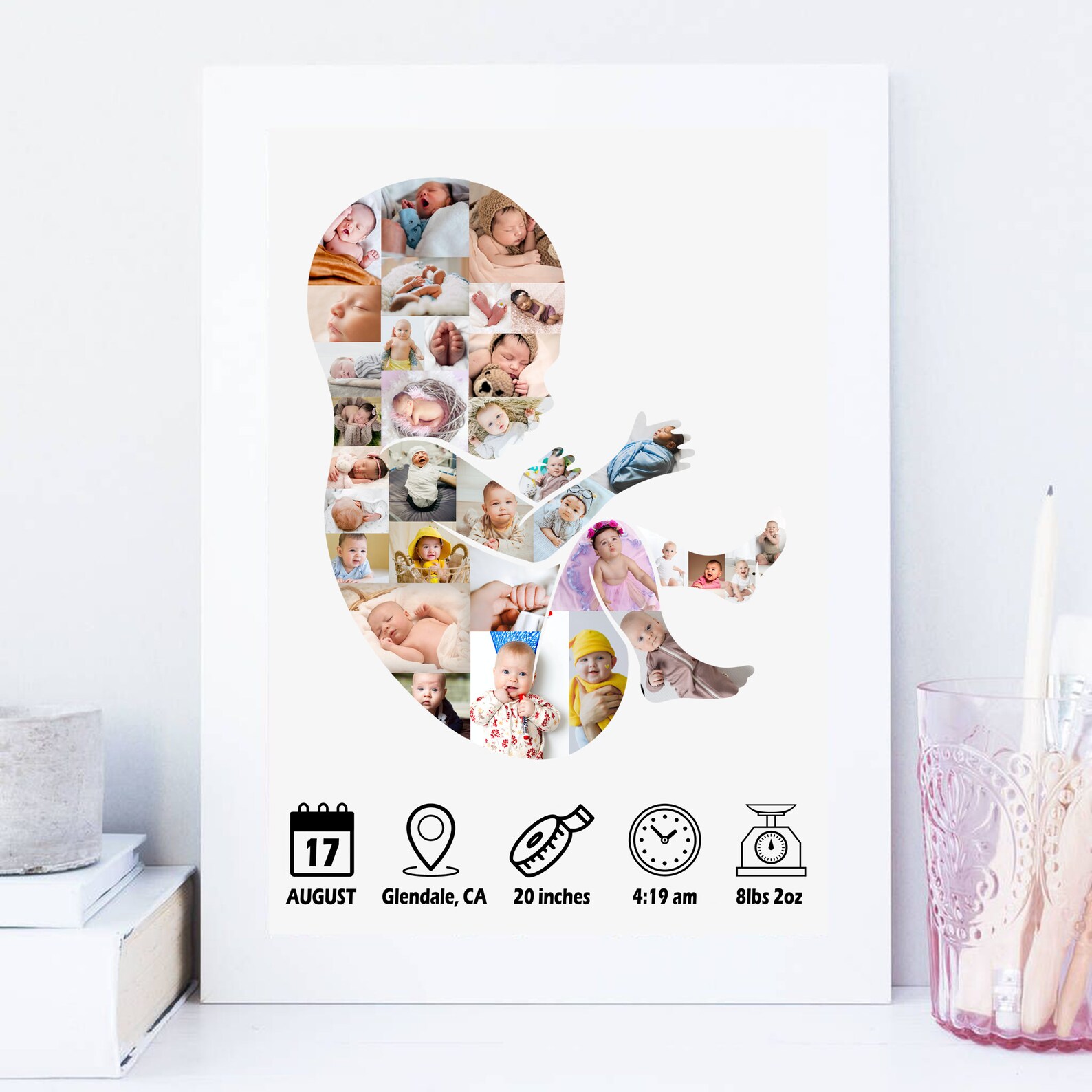 Personalize Newborn Baby Stats Poster Baby Birth Details - Etsy