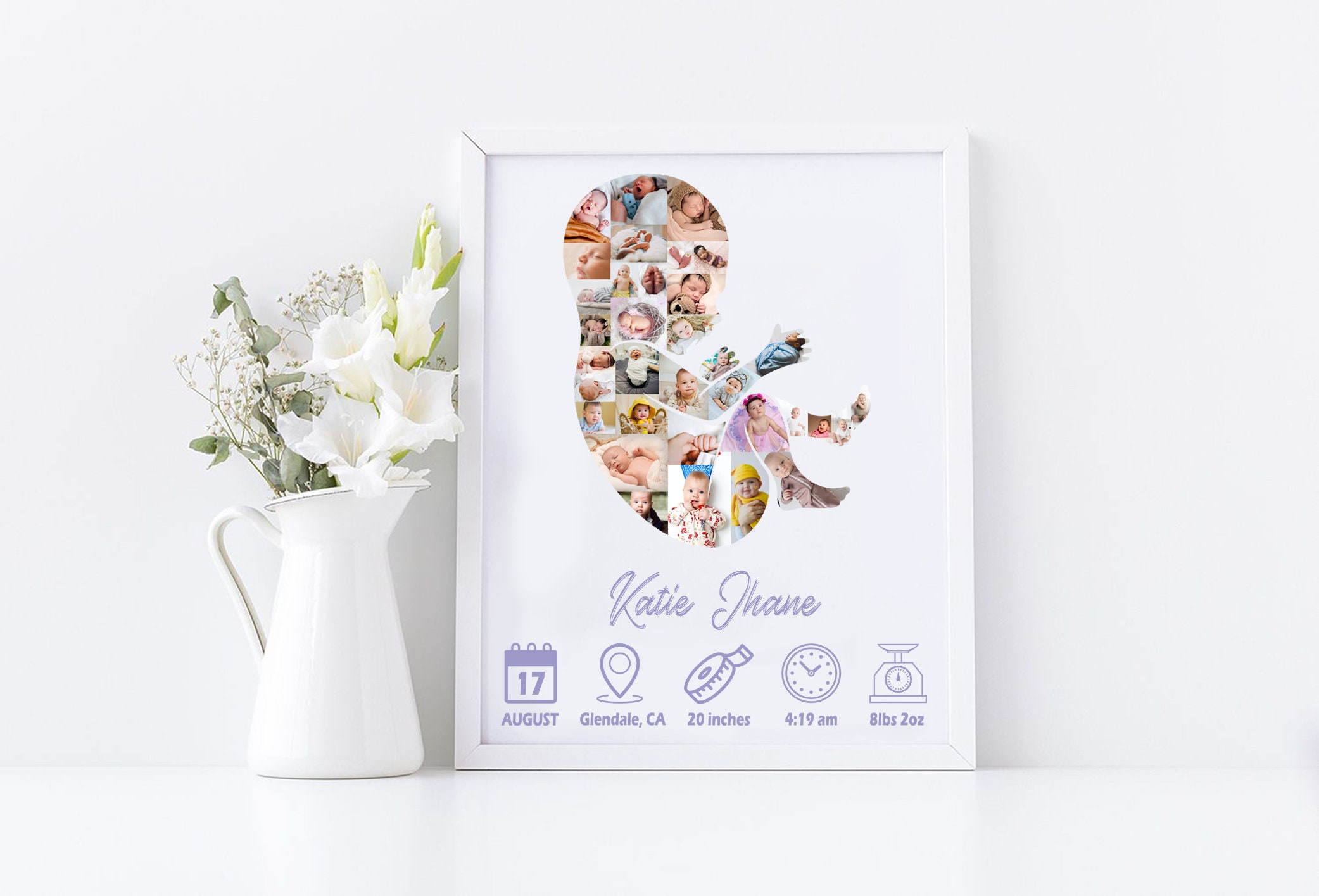 Personalize Newborn Baby Stats Poster Baby Birth Details - Etsy