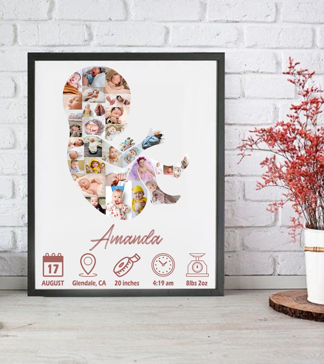 Personalize Newborn Baby Stats Poster, Baby Birth Details, Baby Birth ...