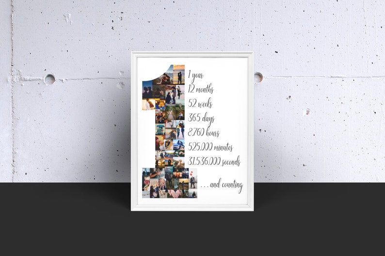 Custom First Anniversary Collage Gift, 1 Year Anniversary Gift for ...