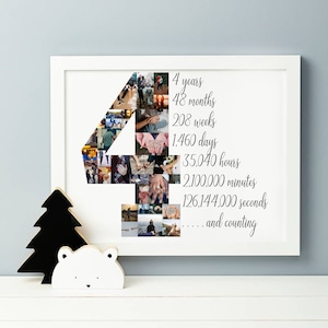Custom 4th Anniversary Photo Collage, Personalize Fourth Anniversary ...