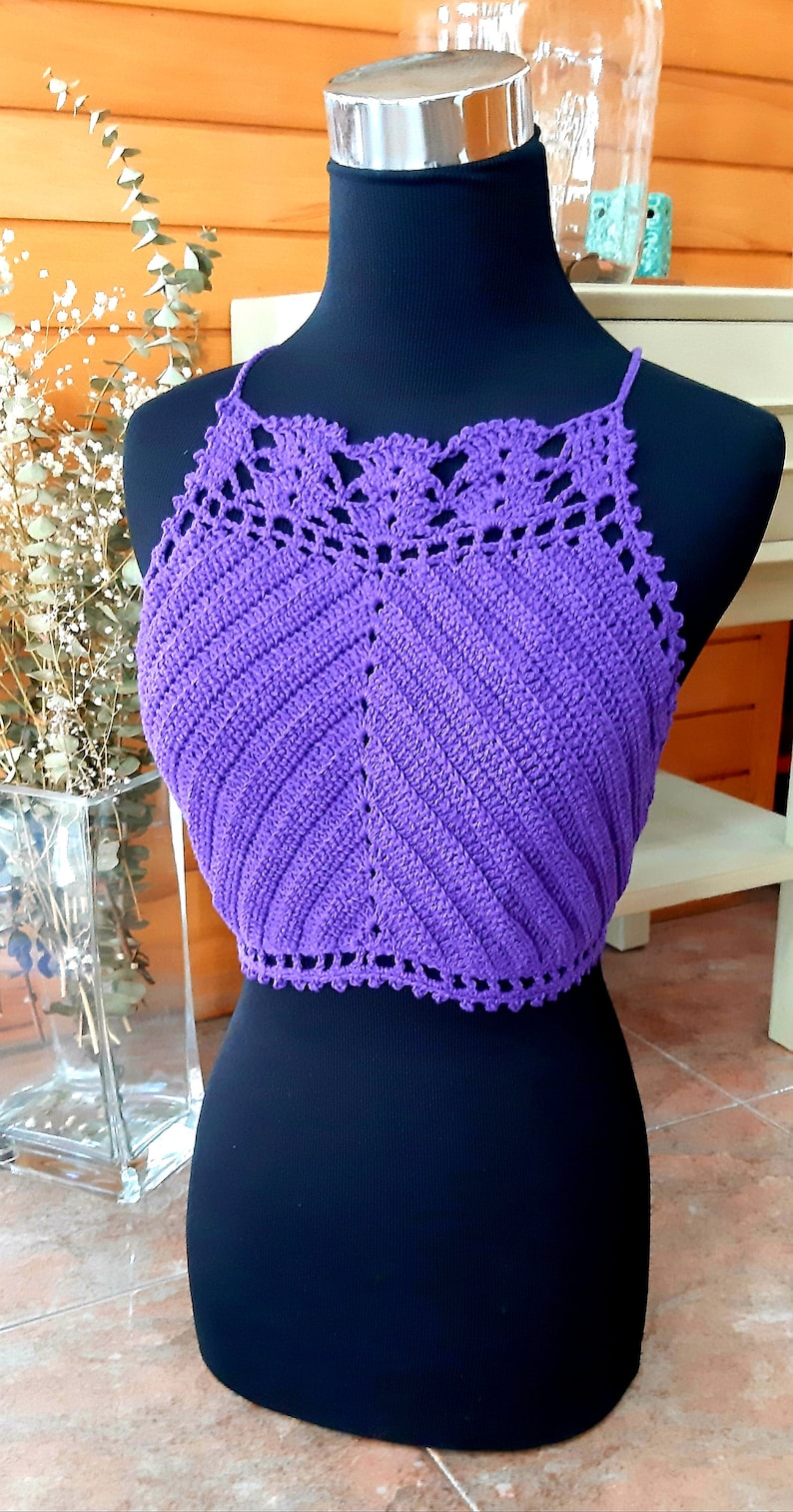 Handmade Crochet Cropped Top Open Back Crochet Top Small | Etsy
