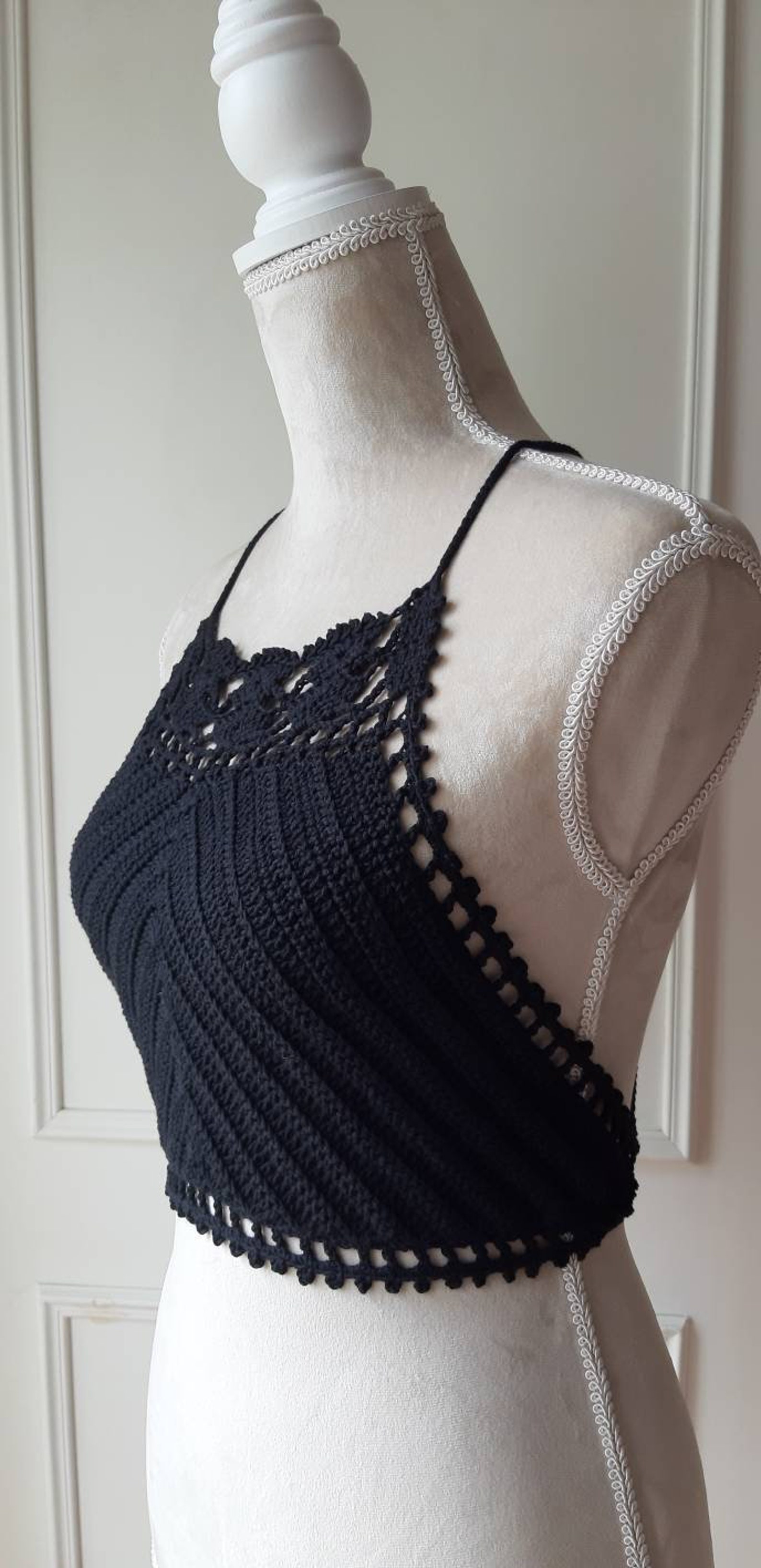 Handmade Crochet Cropped Top Open Back Crochet Top Small - Etsy